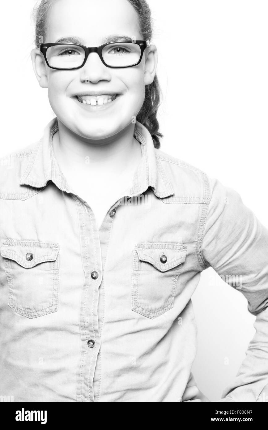 Portrait from a young girl in front of white background Stock Photo - Alamy