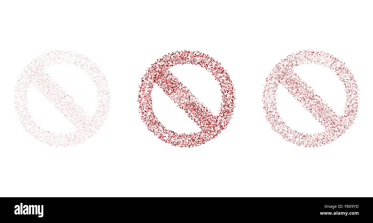 red crossed circle danger sign created from red dots Stock Vector Image ...