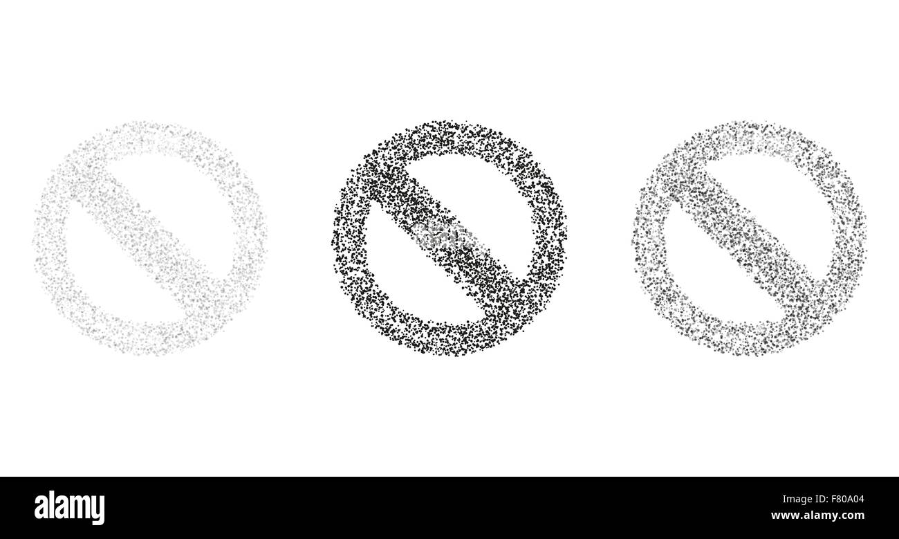 red crossed circle danger sign created from black dots Stock Vector ...