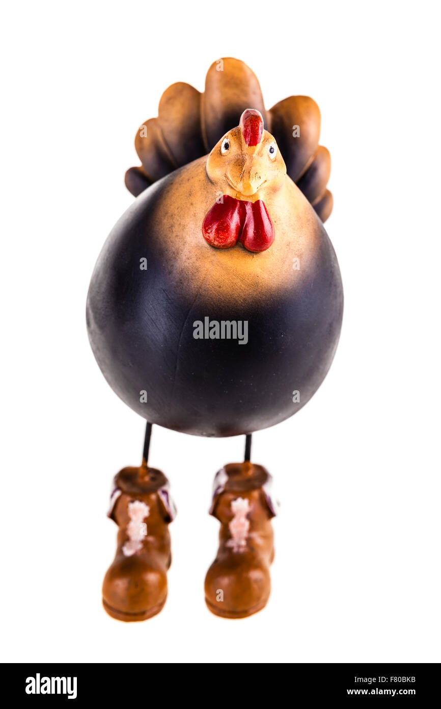 a funny chicken figurine bauble character isolated over a white ...