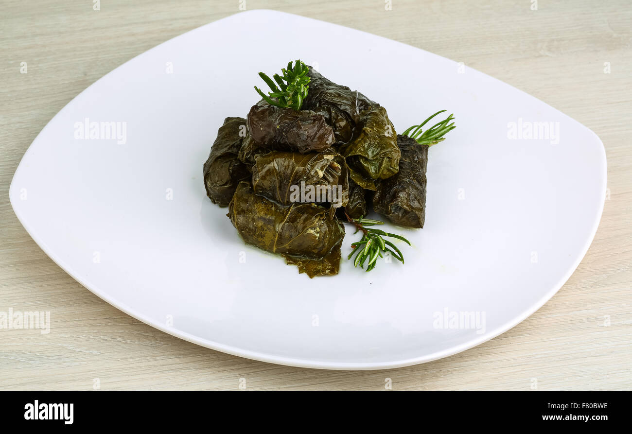 Turkish dish Dolma - meat in grape leaves Stock Photo - Alamy