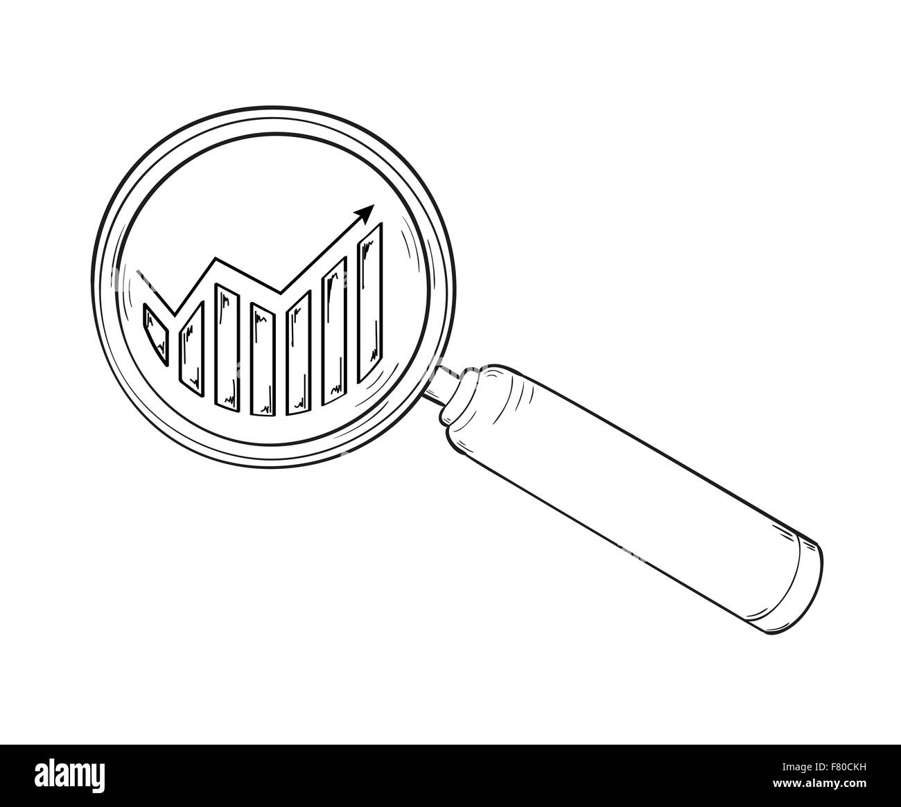 magnifying glass and chart with arrow Stock Vector Image & Art - Alamy