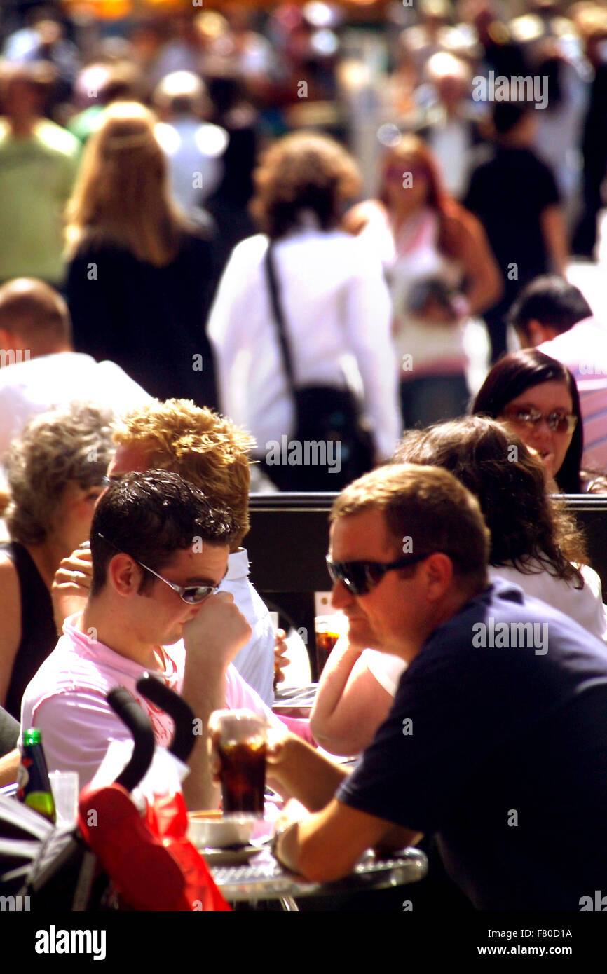 Crowds eating and drinking on a sunny day, Newcastle Stock Photo - Alamy