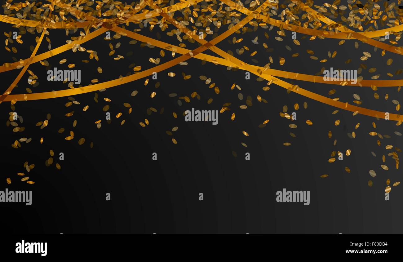 falling gold confetti on black background Stock Vector Image & Art - Alamy