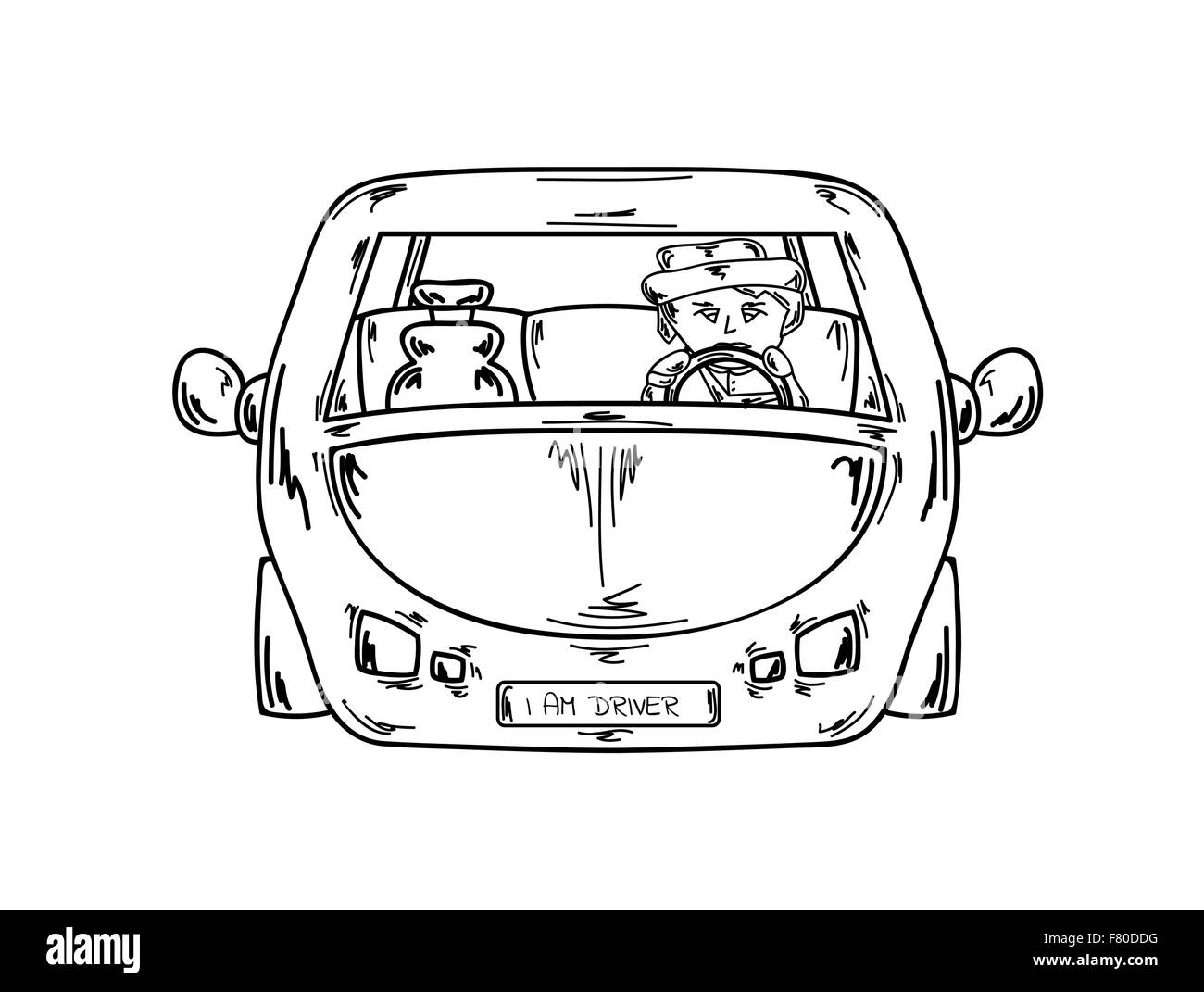 Happy driver in car Cut Out Stock Images & Pictures - Alamy