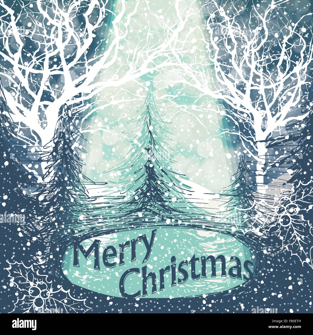 Falling Snow. Christmas Background with Text Stock Vector Image & Art ...