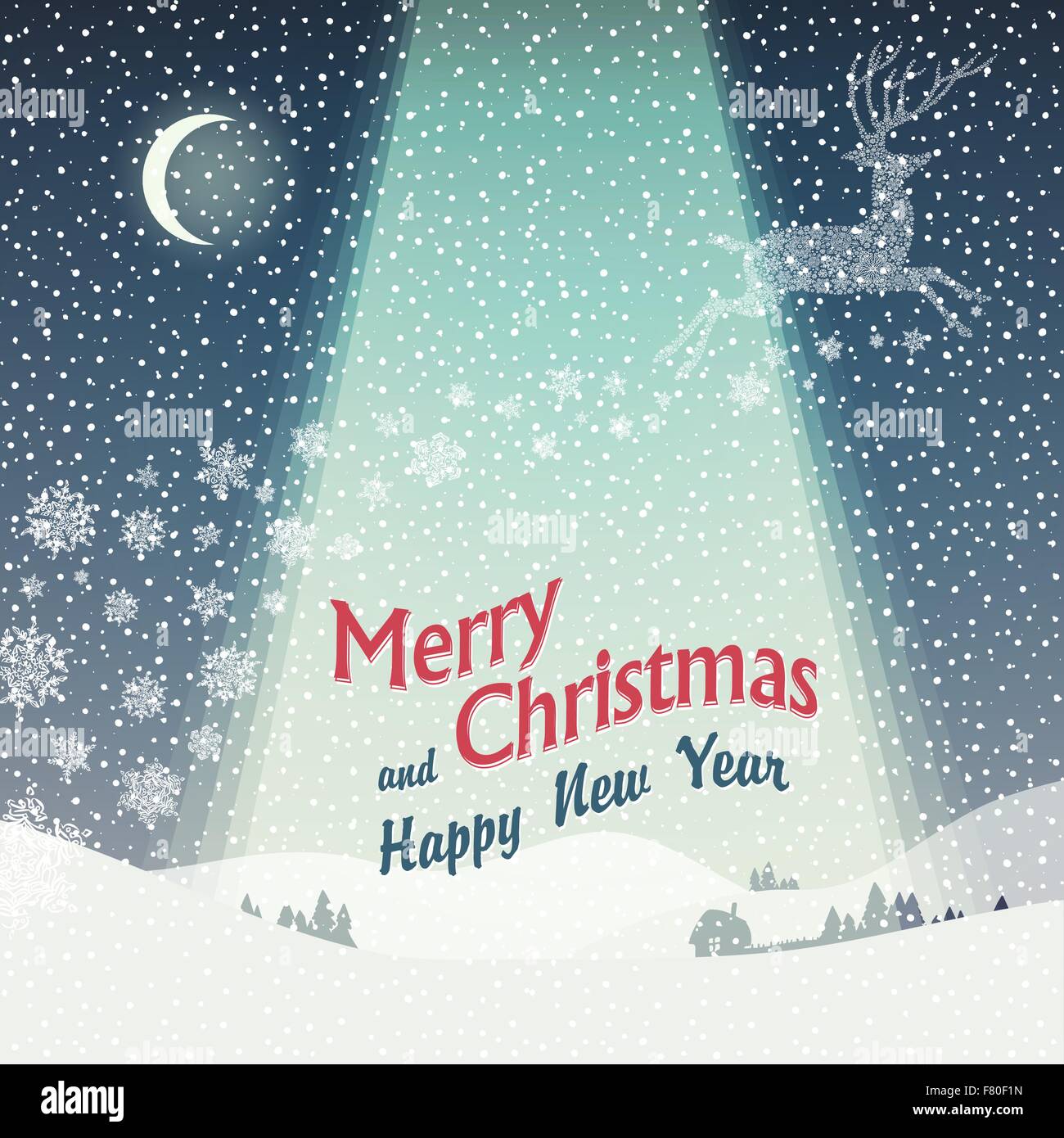 Wonderful Christmas Landscape. Calm Winter Scene Illustration Stock ...