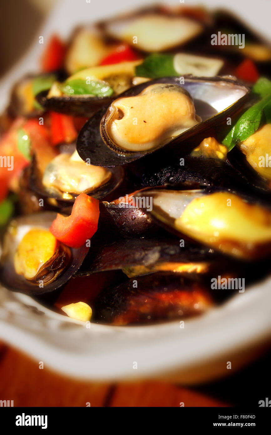 Mussel dish / Close up of plate of moules Stock Photo - Alamy