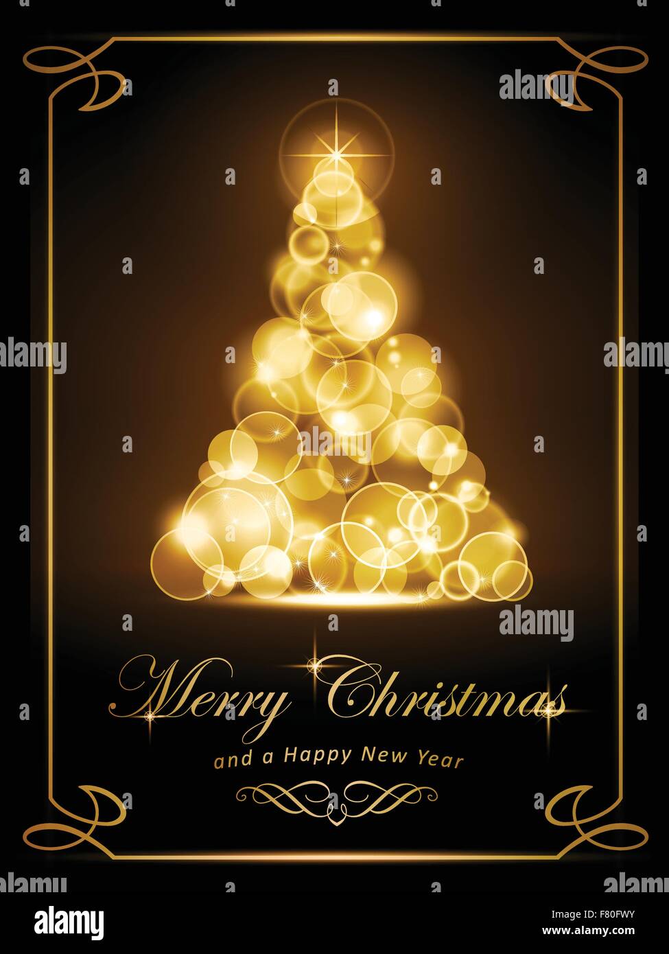 Golden christmas card Stock Vector Images - Alamy