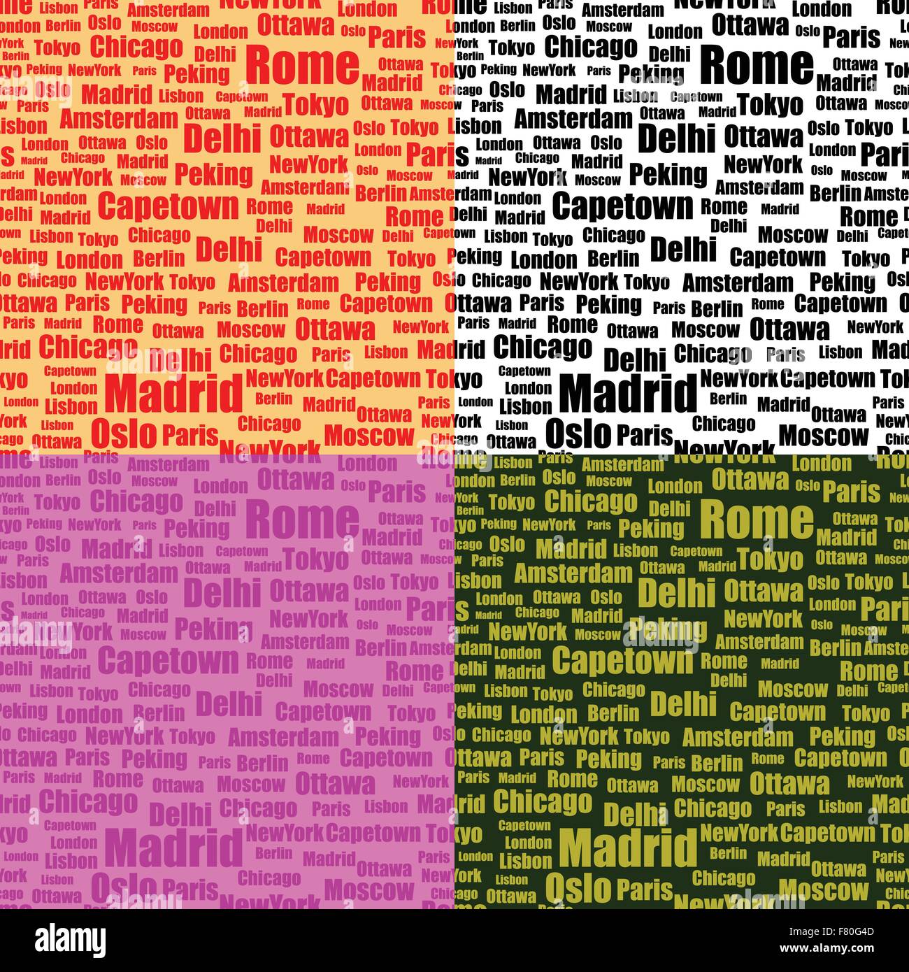 set of seamless patterns with cities names Stock Vector Image & Art - Alamy