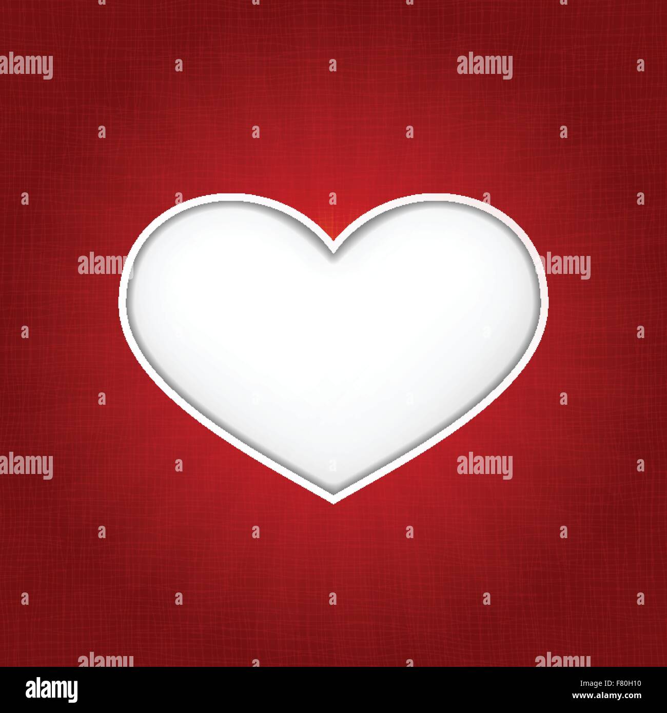 White heart shape with inner shadows on dark red textured background ...