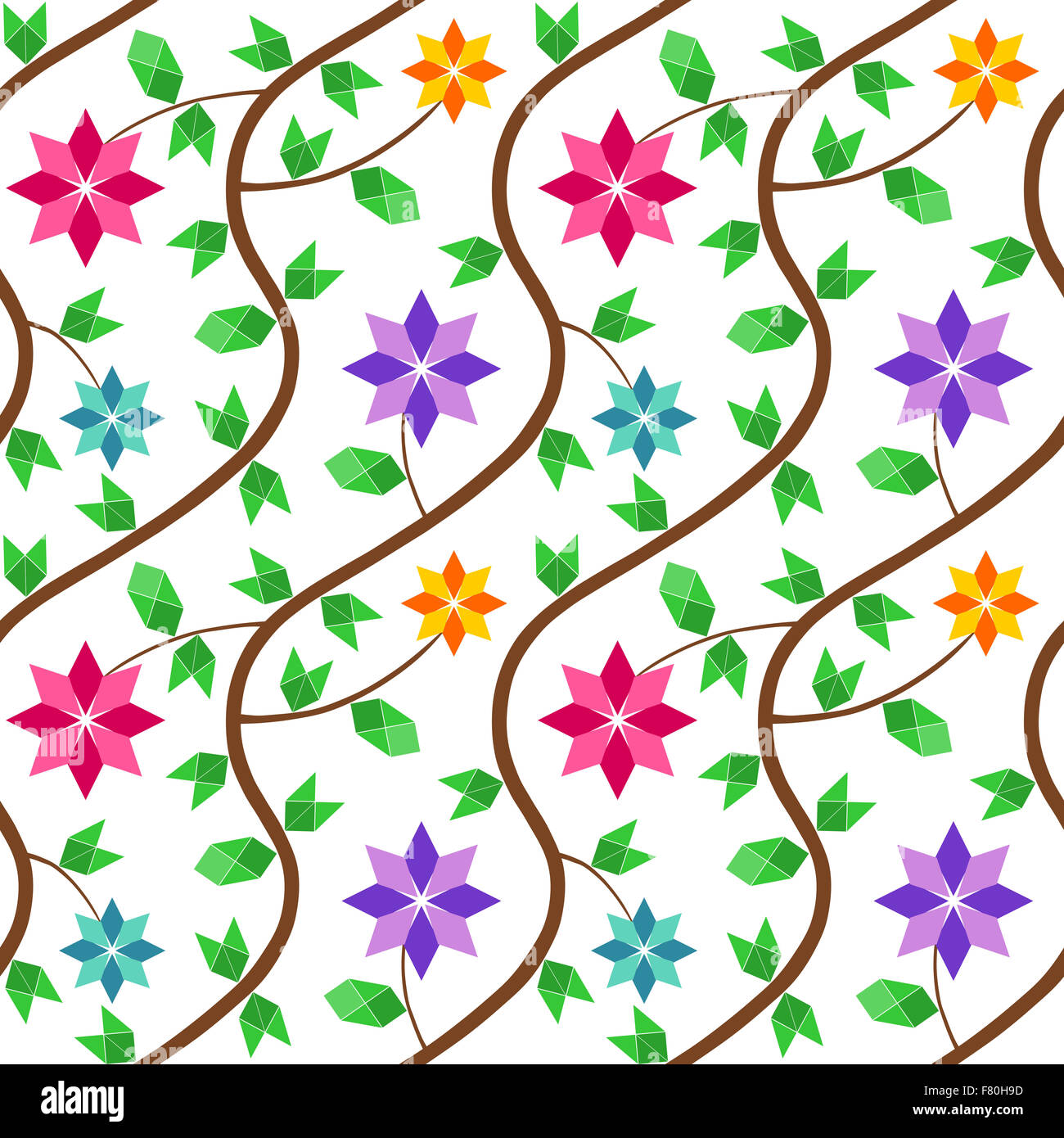 Floral seamless origami pattern on white background Stock Photo - Alamy