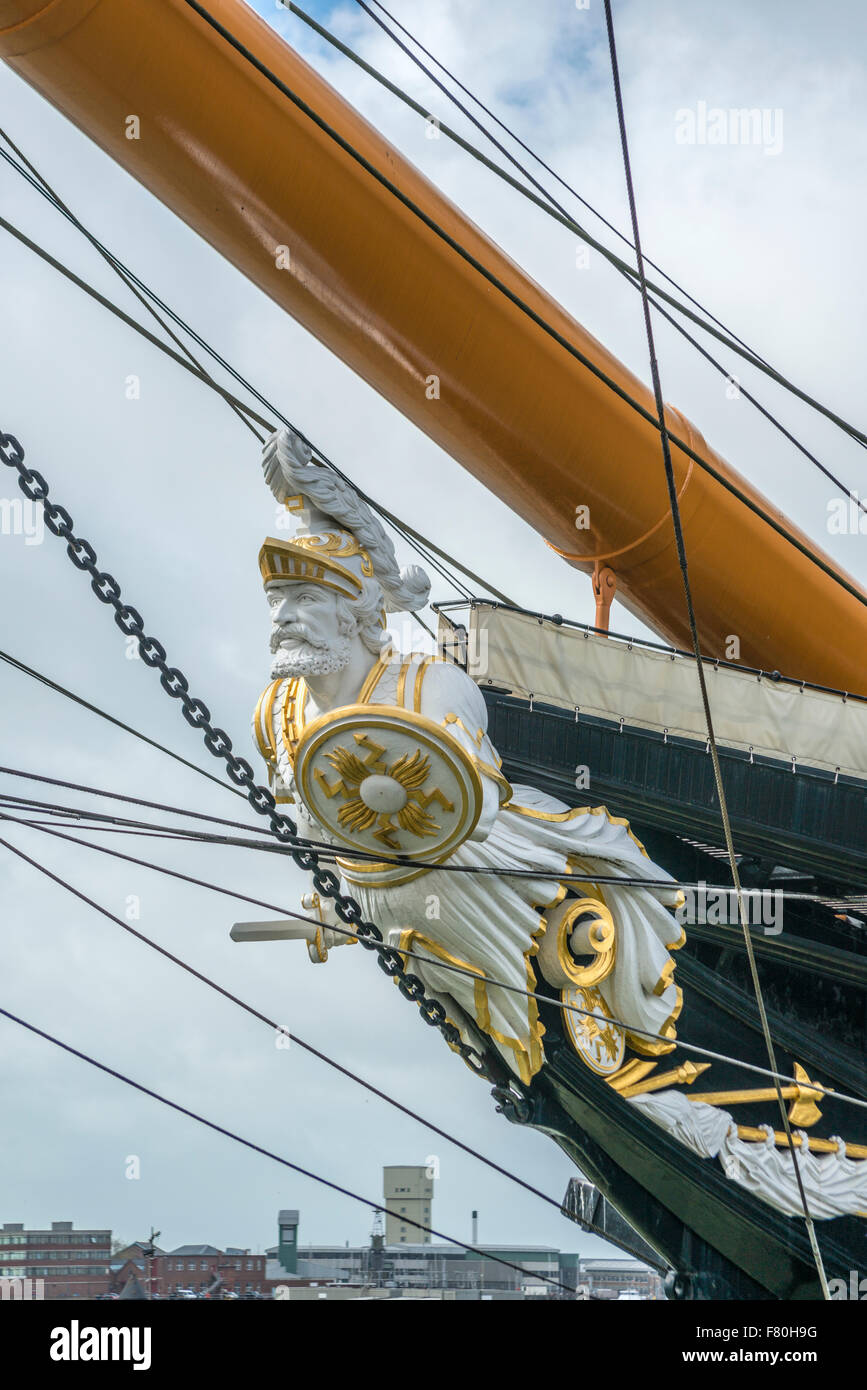 Figurehead of HMS Warrior at the Dockyard Museum Portmouth, England, UK ...