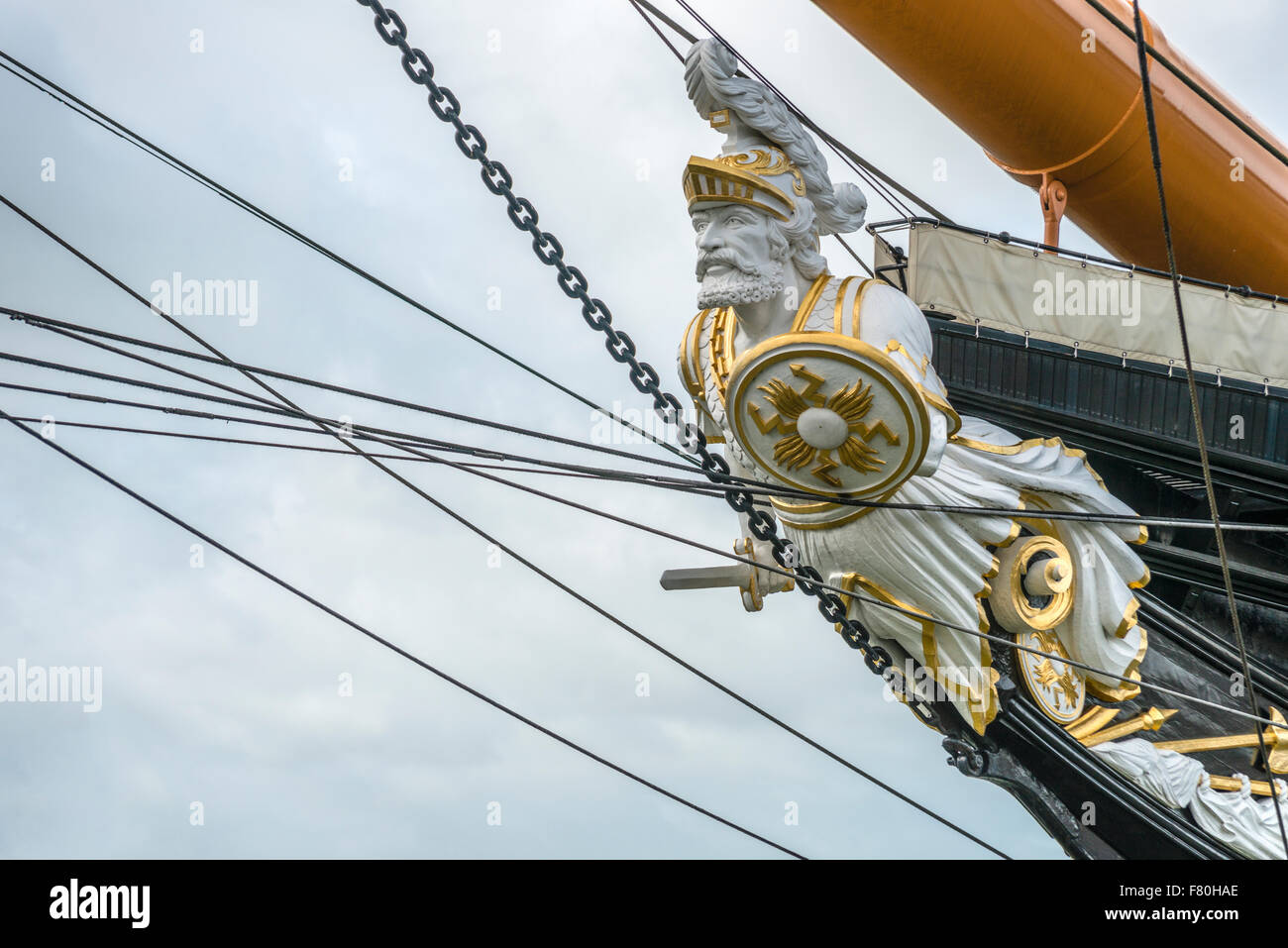 Figurehead of HMS Warrior at the Dockyard Museum Portmouth, England, UK ...