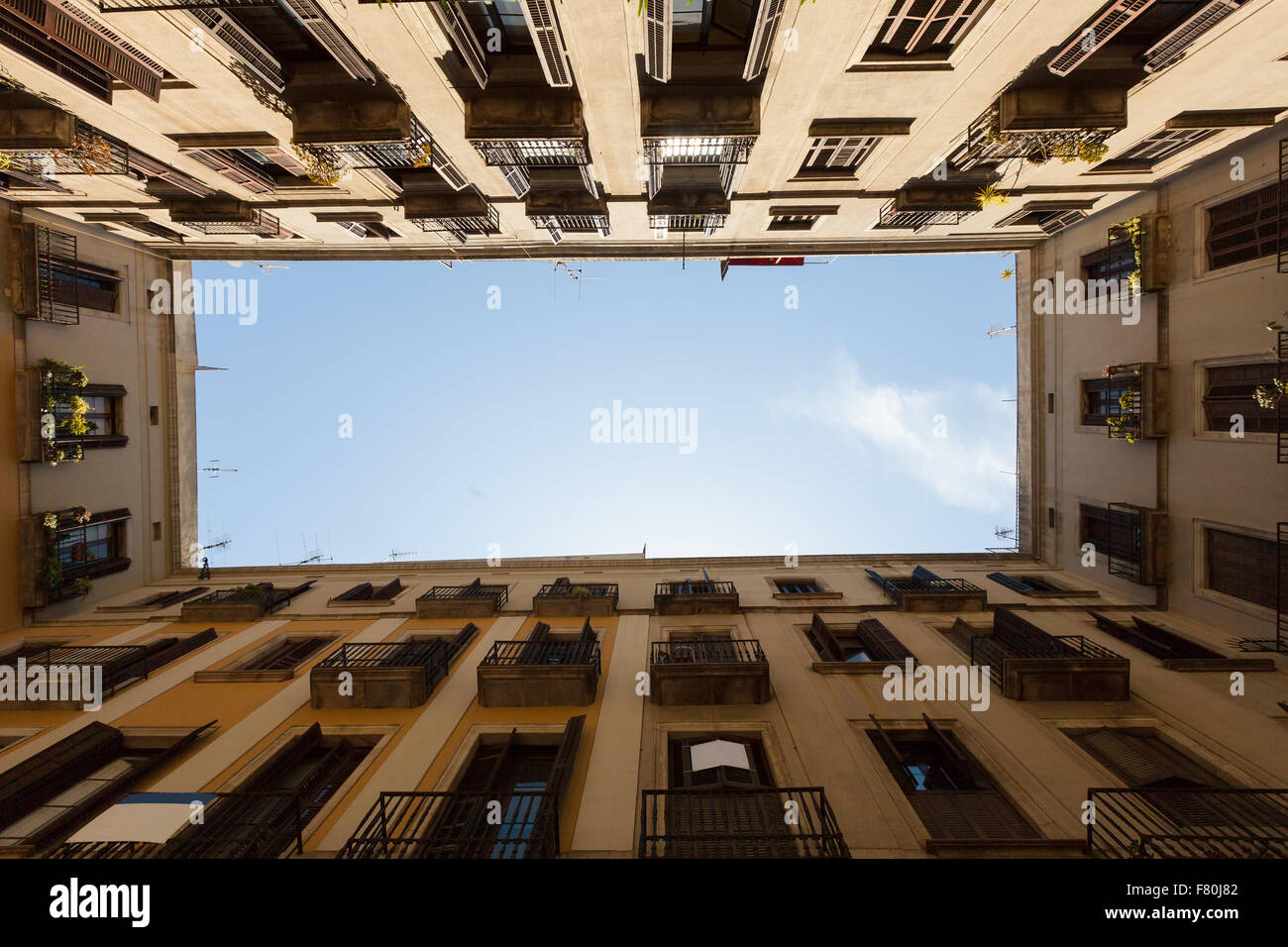 courtyard in mediterranean city. Barcelona, Spain Stock Photo - Alamy