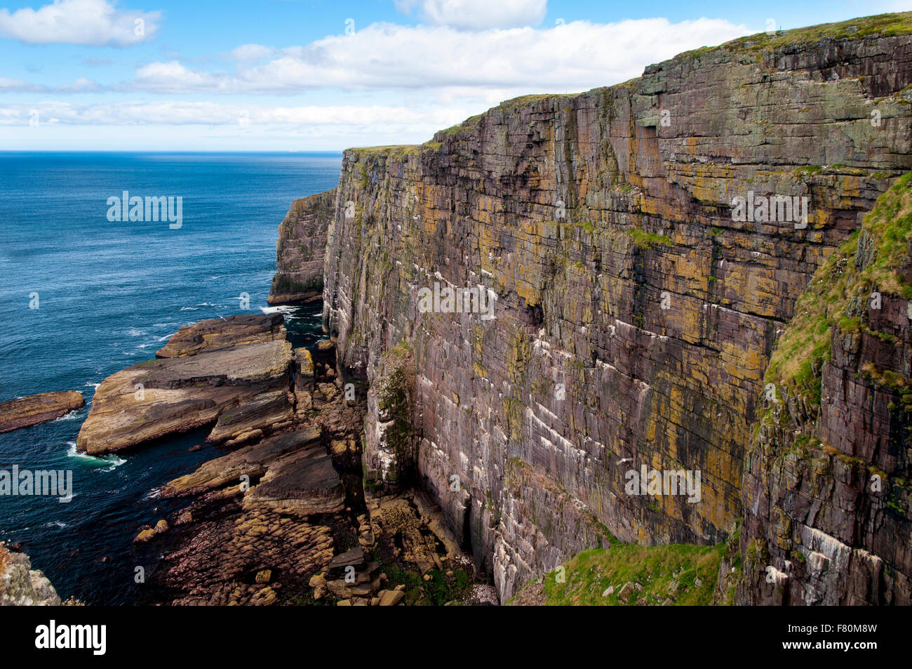 A view of sea cliffs in the northwest of the Island of Handa ...