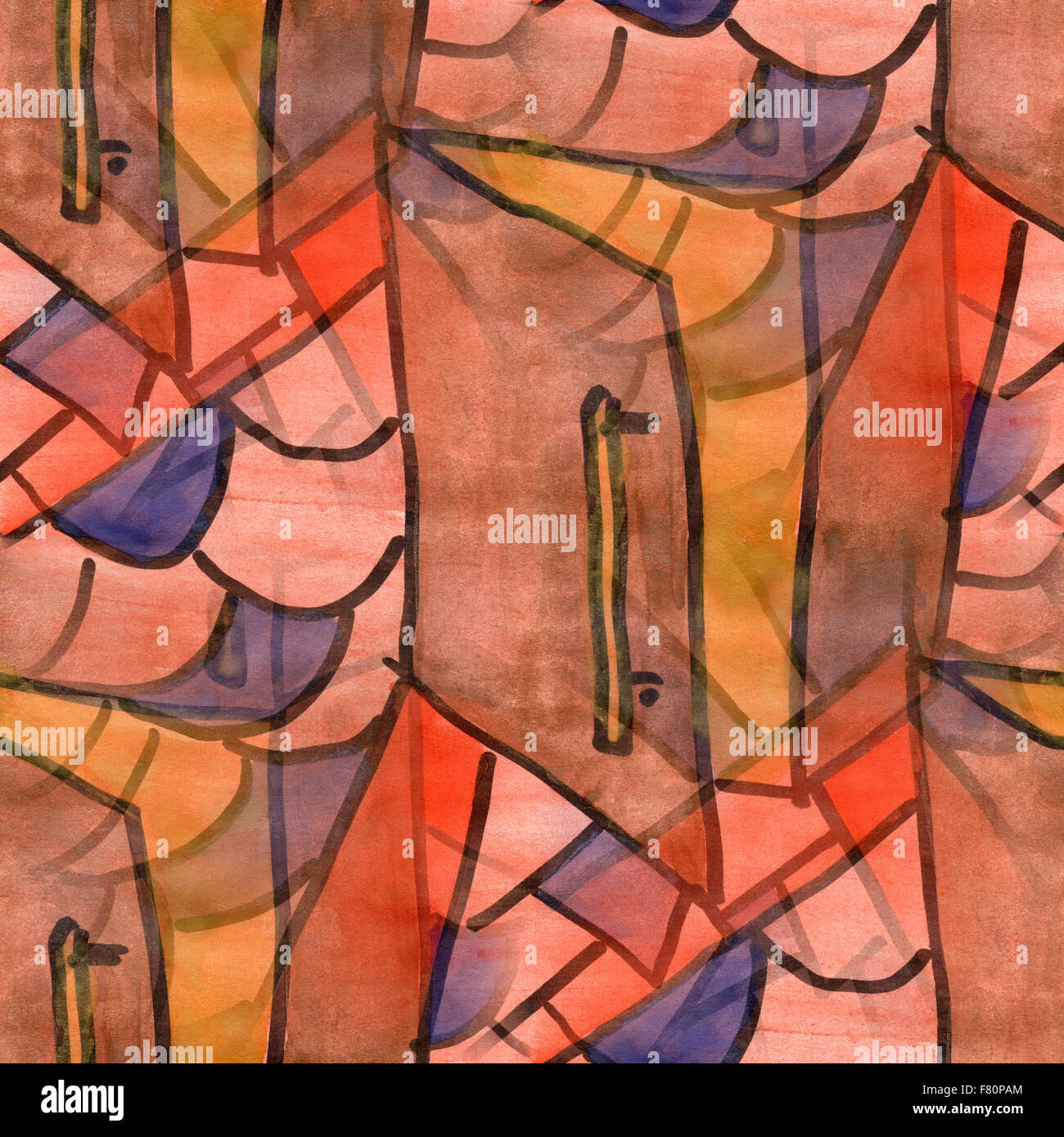 cubism pink door palette graphic picture seamless texture watercolor ...