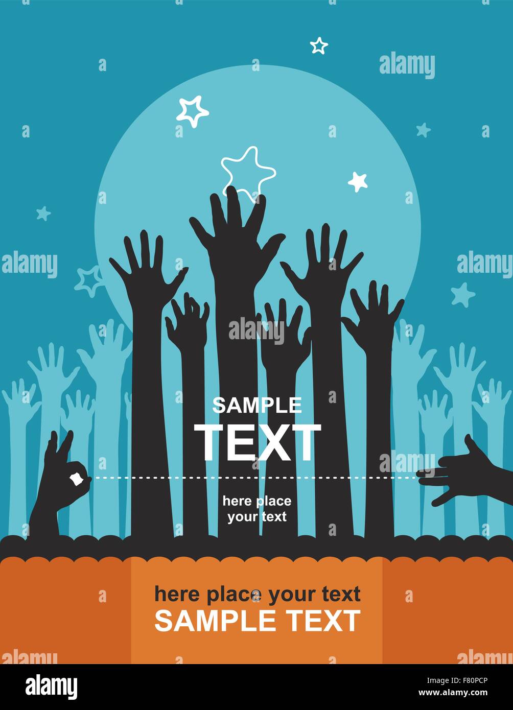 Conceptual vector graphic of people hands; concept of make-believe ...