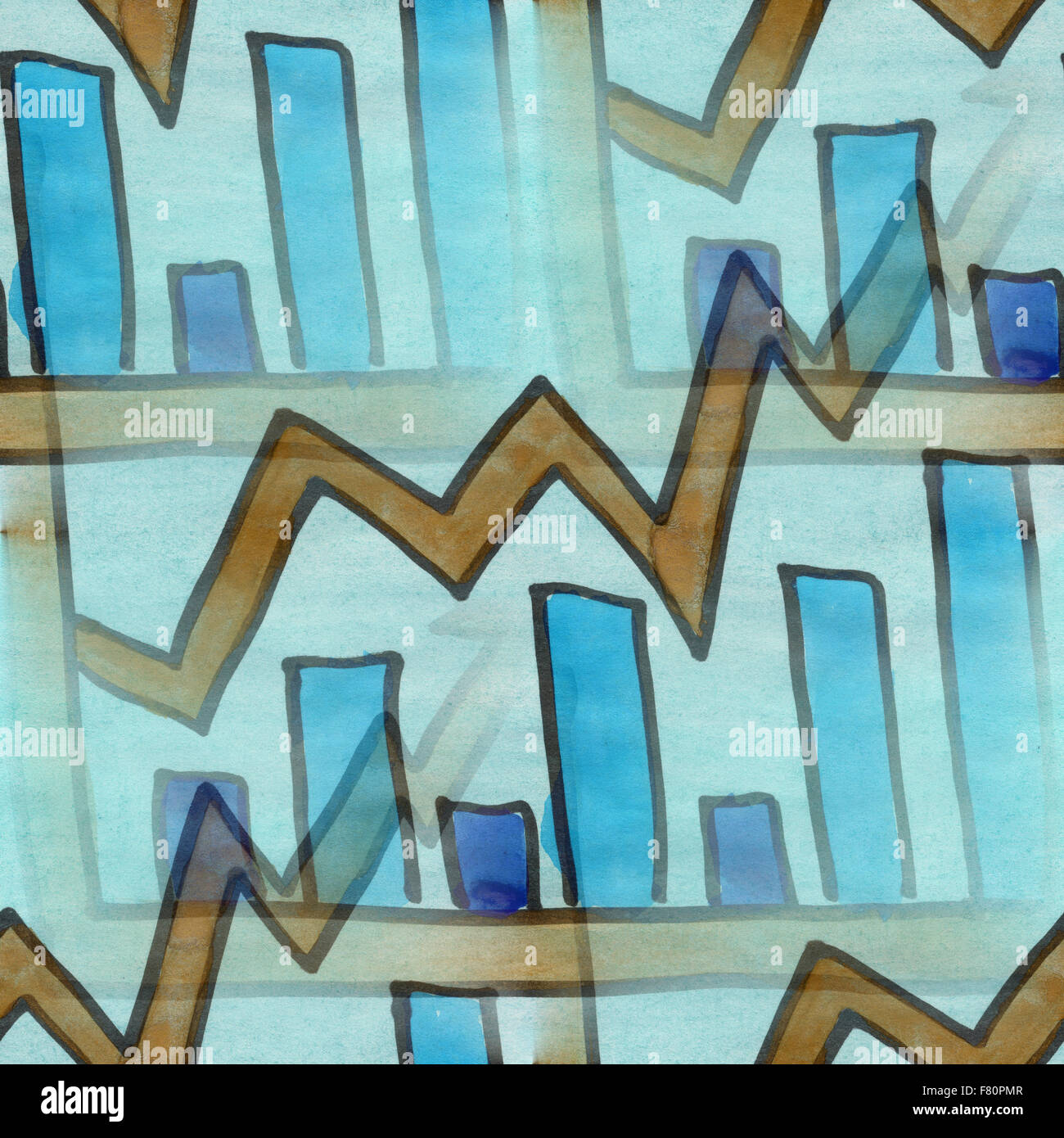 Seamless strip chart growth business ornament wallpaper watercolor ...