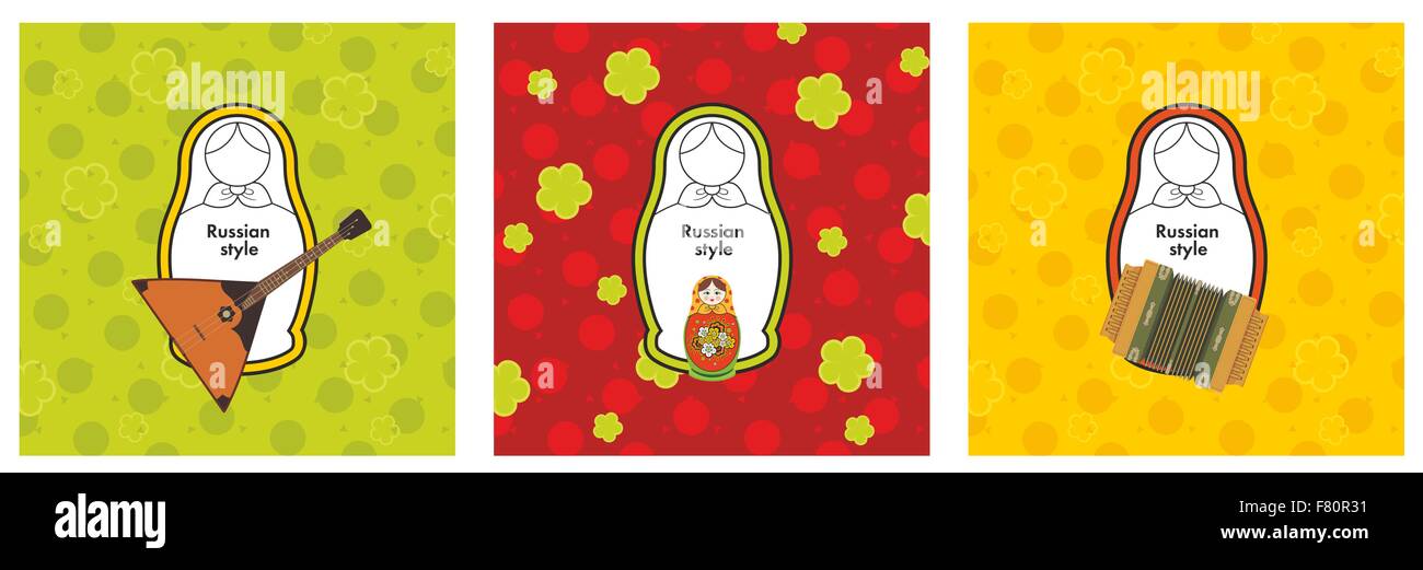 Conceptual vector set of Russian nesting dolls matryoshka icons; logo ...