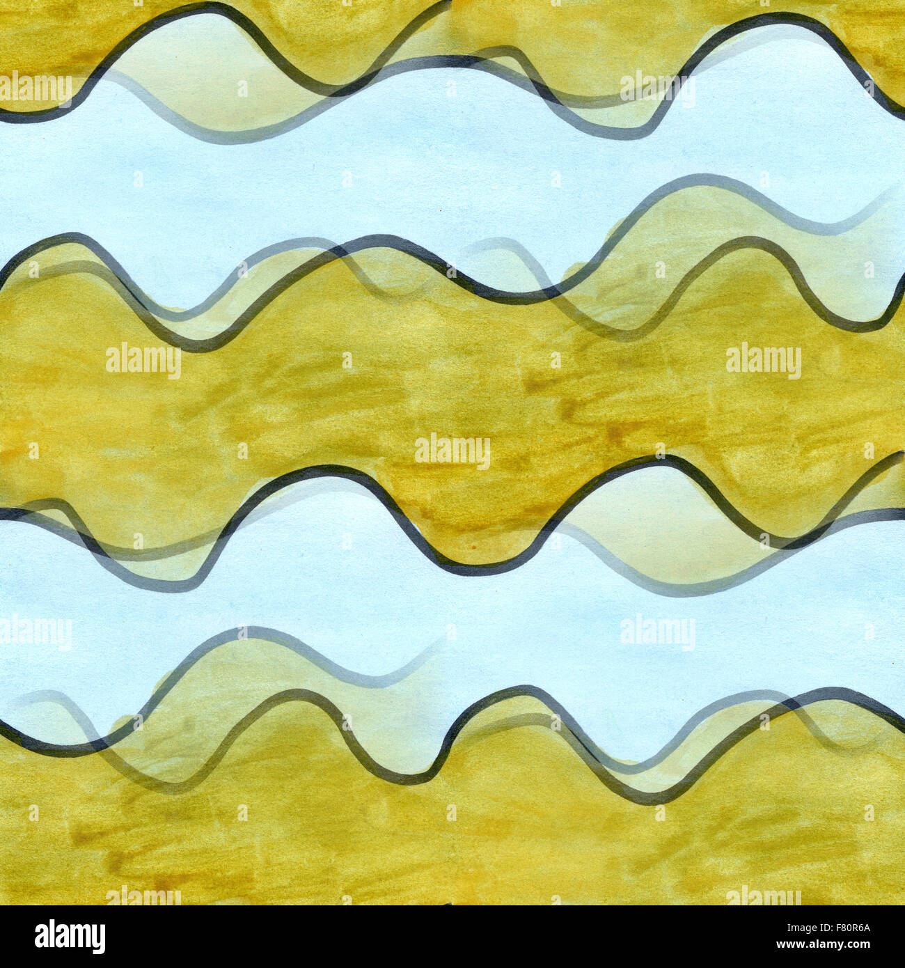 Seamless green blue wave curves stripes cubism abstract watercolor ...