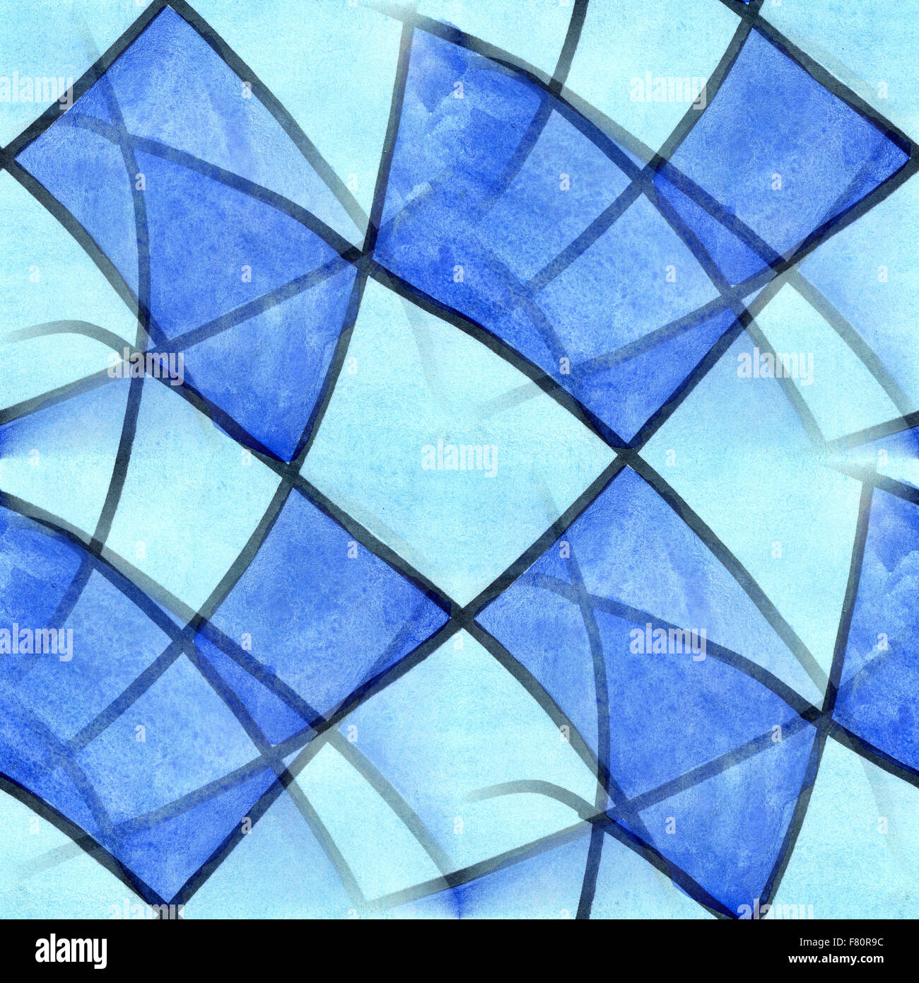 Seamless blue square cubism abstract watercolor handmade wallpaper ...