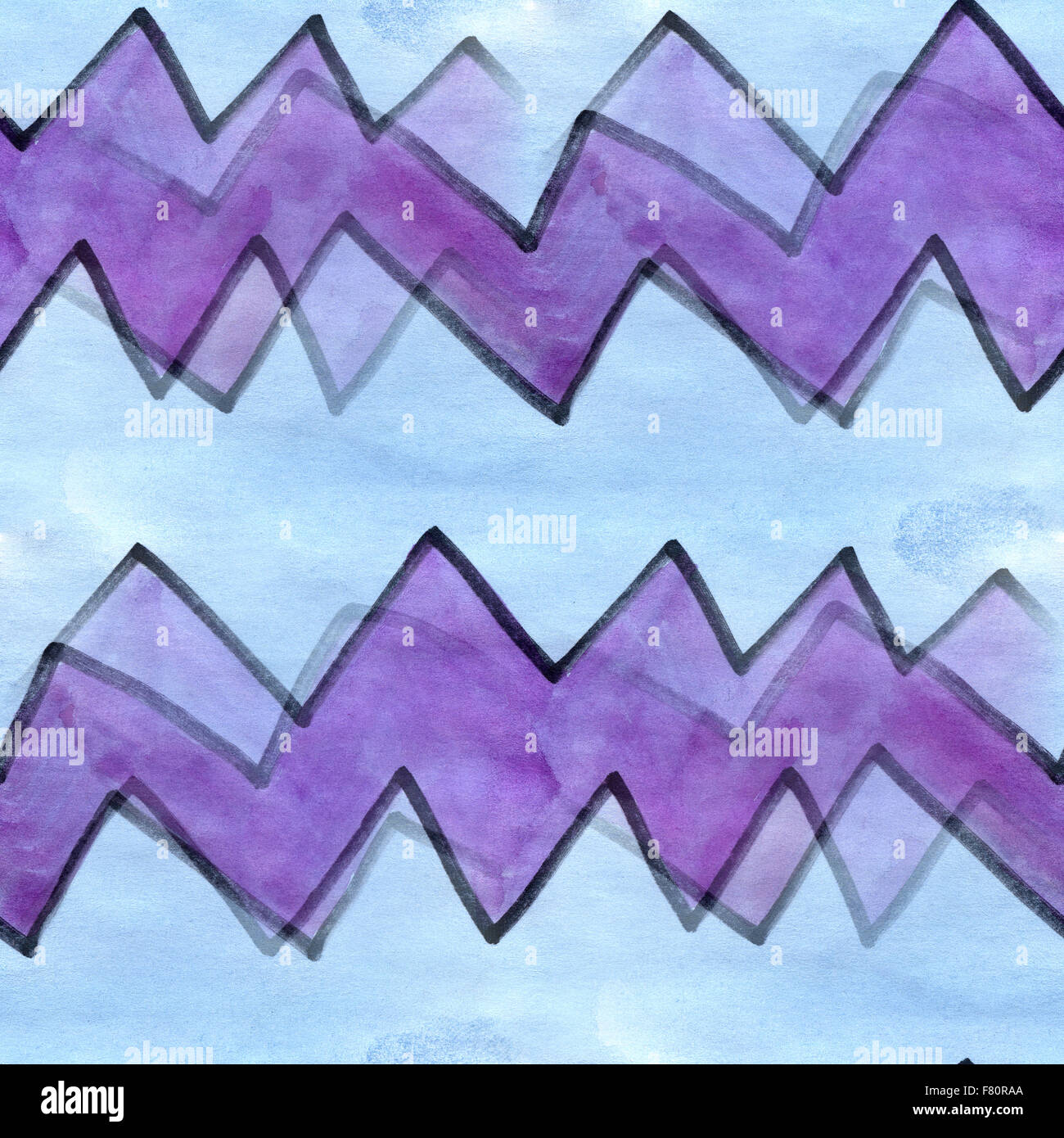 Seamless blue purple wave curves stripes cubism abstract watercolor ...