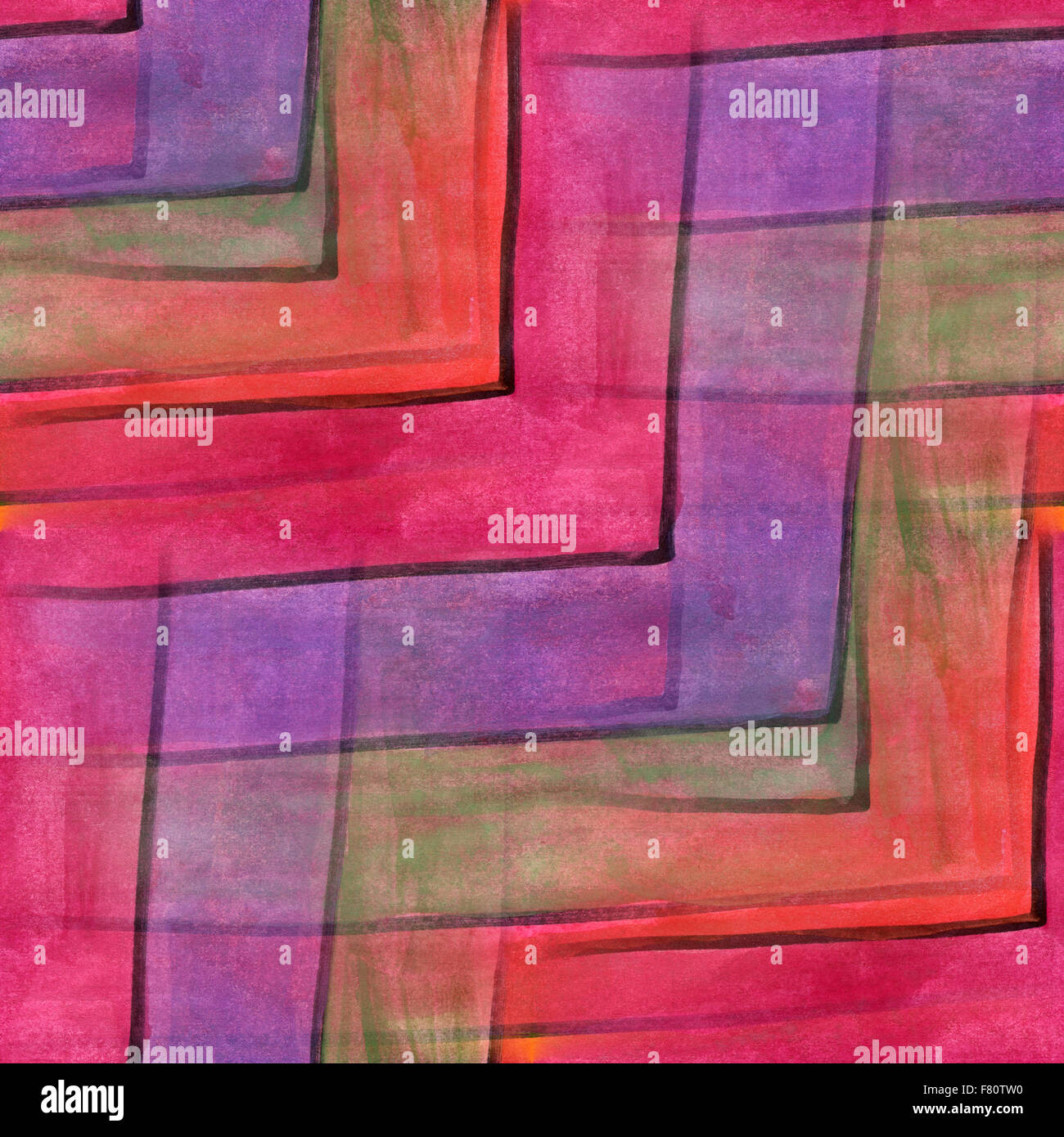 Seamless red purple wave curves stripes cubism abstract watercolor ...