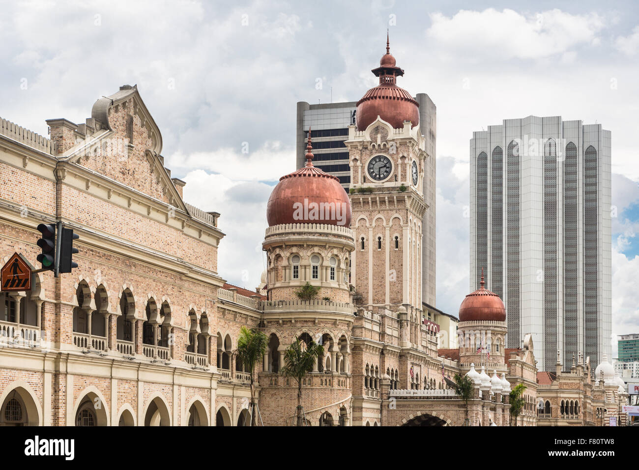 Modern office buildings contrasts with the colonial architecture of the ...