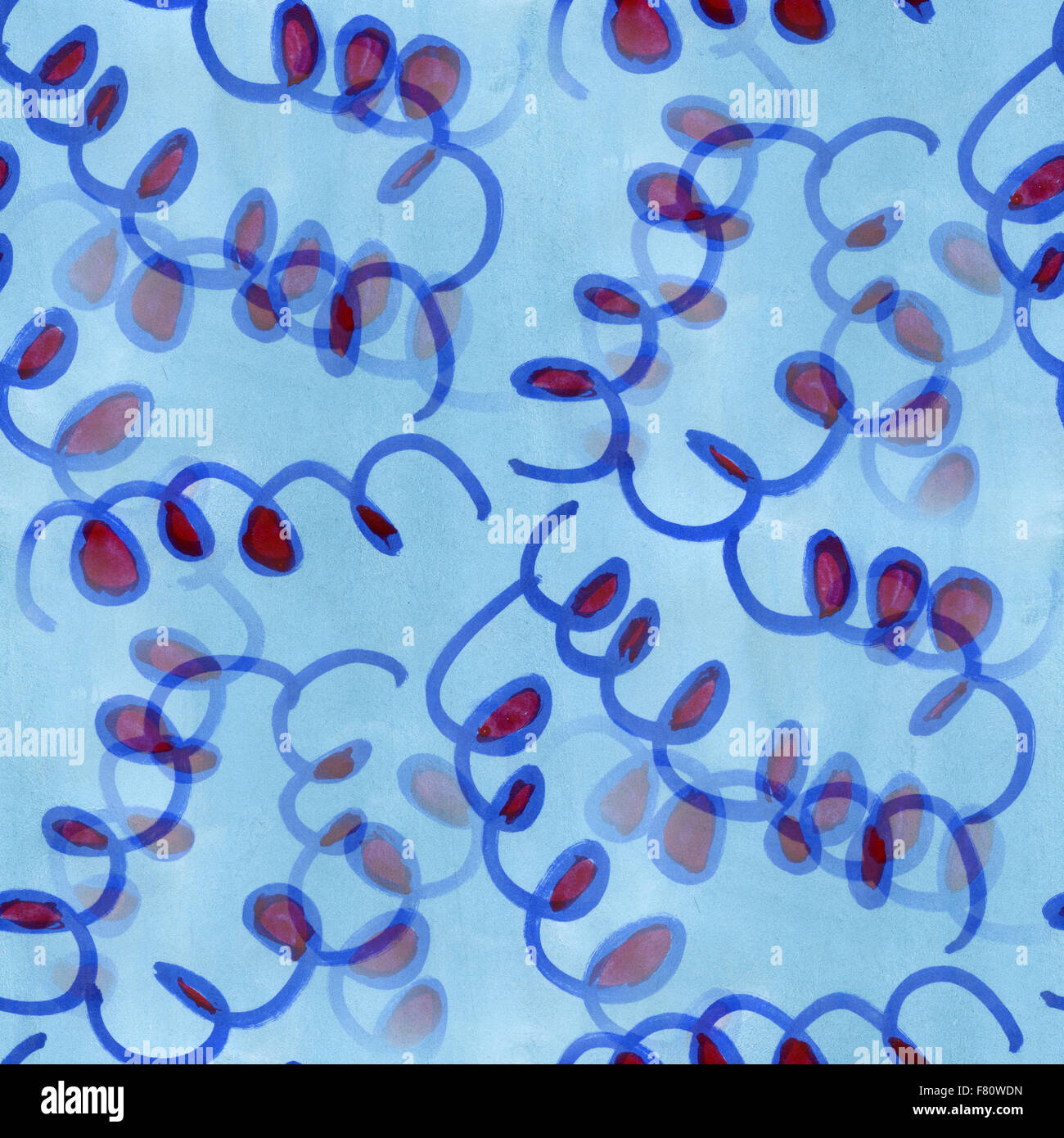 Seamless wave blue red curves stripes cubism abstract watercolor ...