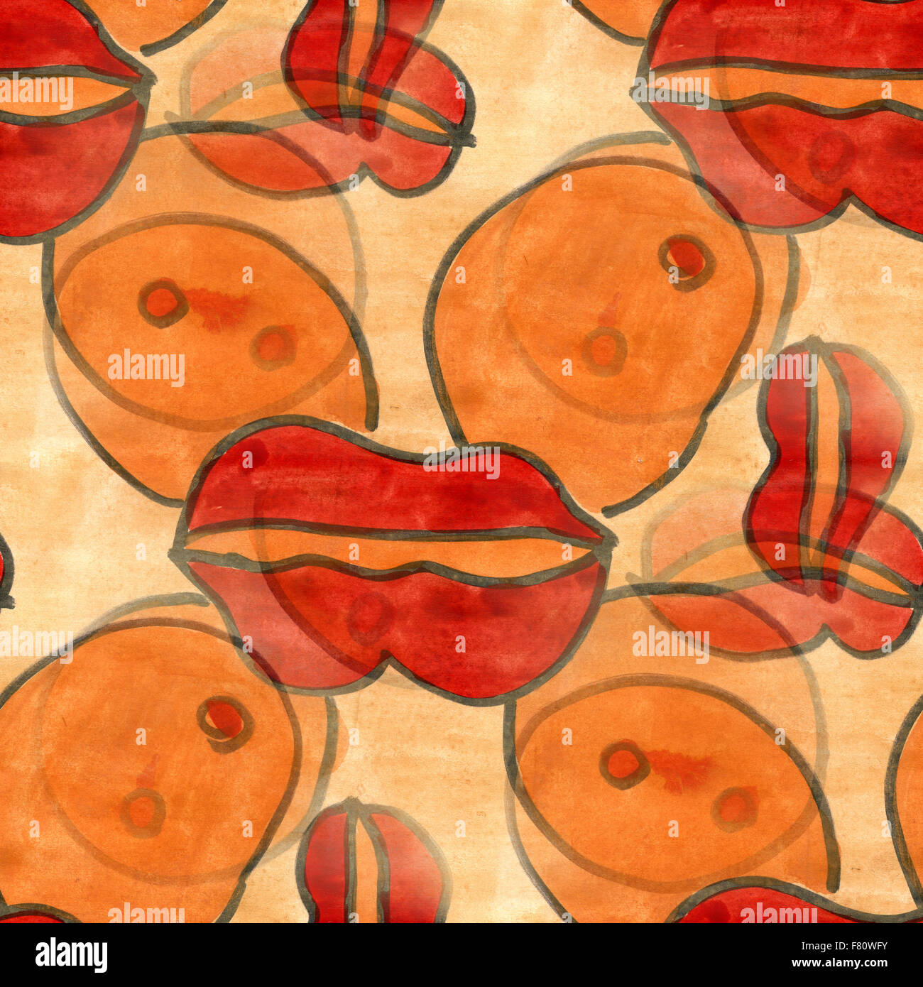 cubism Orange lip chest seamless texture watercolor background artist ...