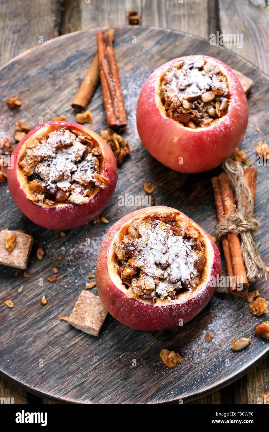Delicious baked red apples, top view Stock Photo - Alamy