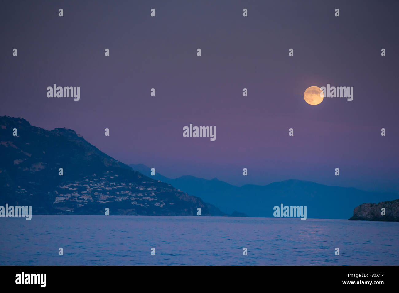 Italy coast night moon amalfi hi-res stock photography and images - Alamy