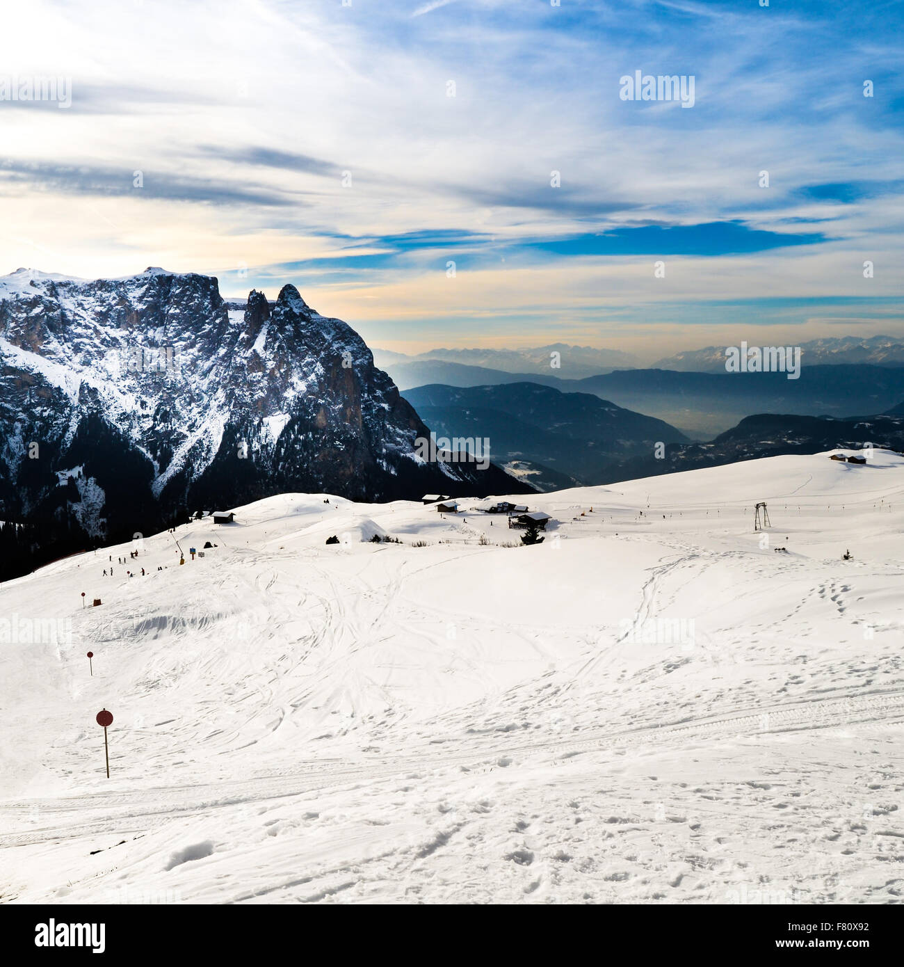Ski slopes covered with snow on the Italian Alps Stock Photo - Alamy