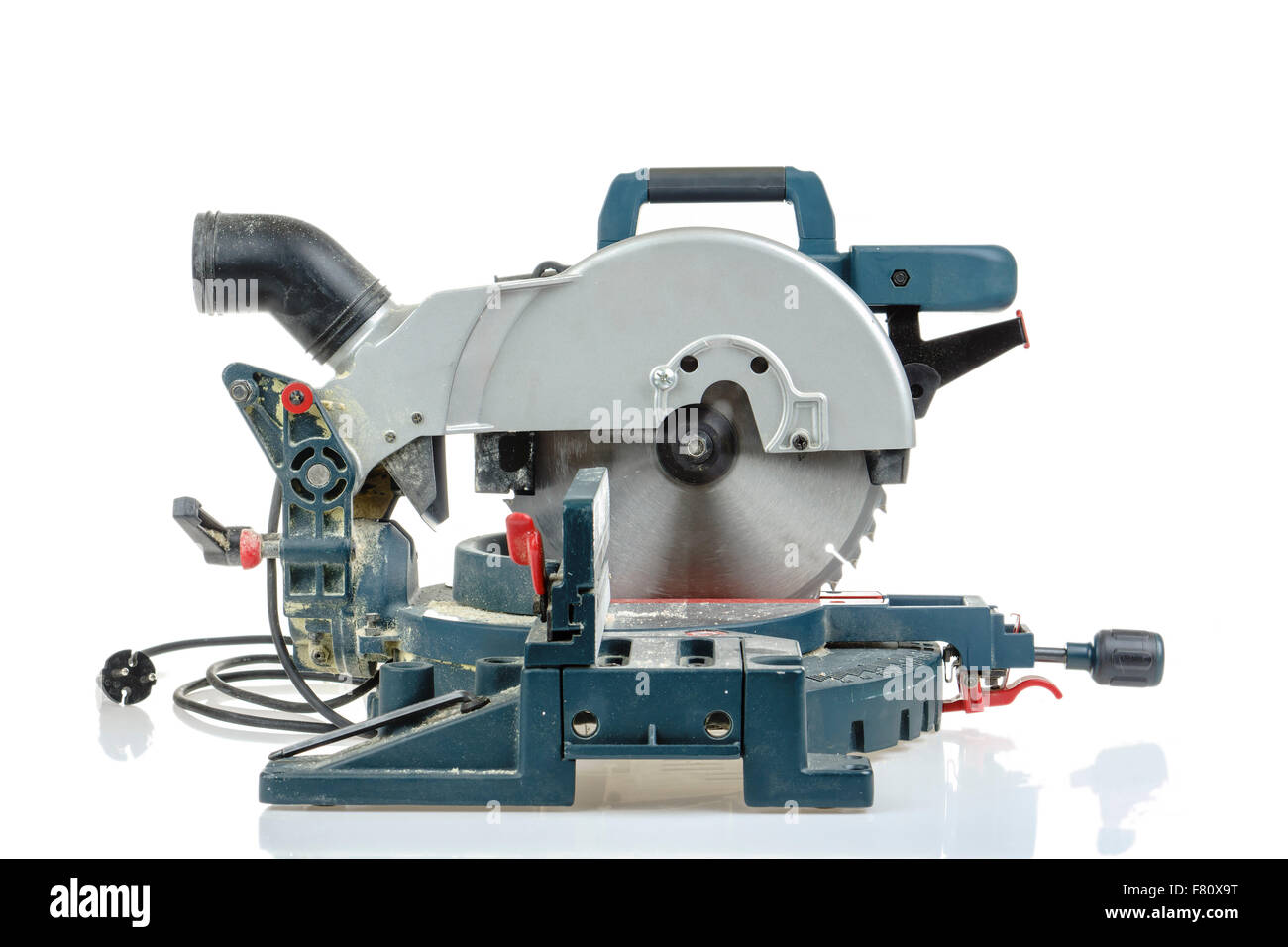 Mitre saw side view isolated on white Stock Photo - Alamy