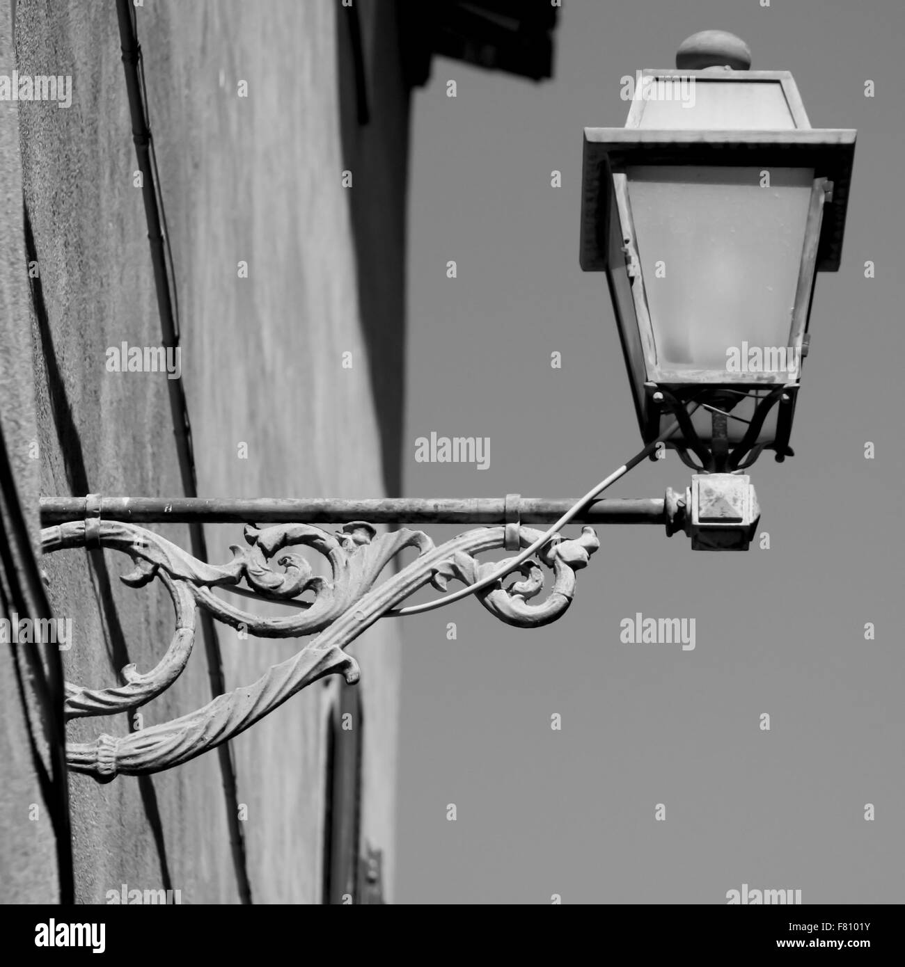 Old fashioned vintage wall lamp Black and White Stock Photos & Images ...