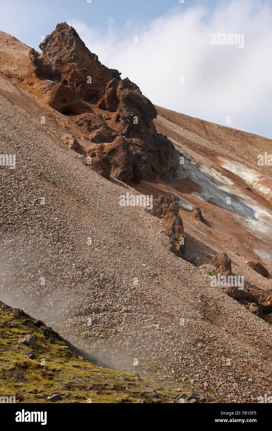 Volcanic landscape with rhyolite formations in Fjallabak, Iceland South ...