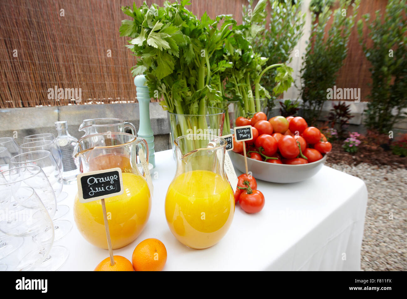Cottage Breakfast with orange juice tomatoes and vegetables Stock Photo ...