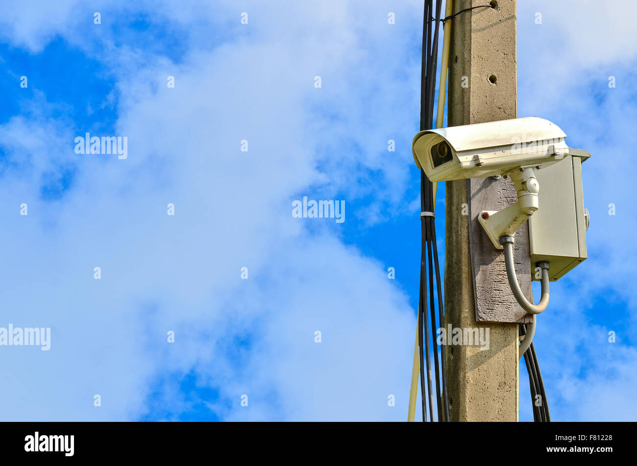 closed circuit camera on blue sky background Stock Photo - Alamy