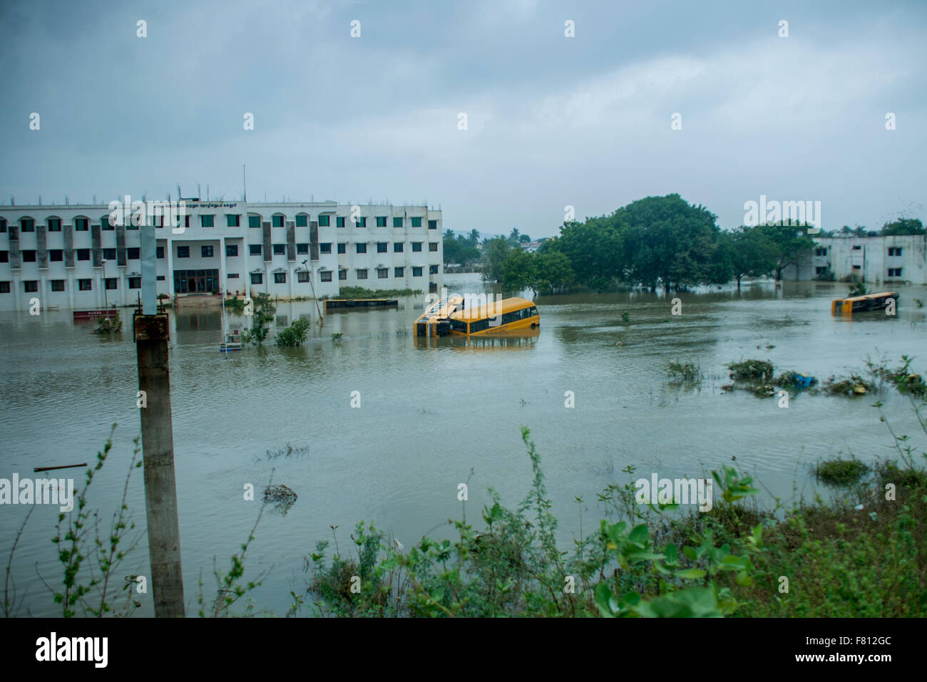 Chennai, India. 3rd December, 2015. As Sembarambakkam lake in Chennai ...