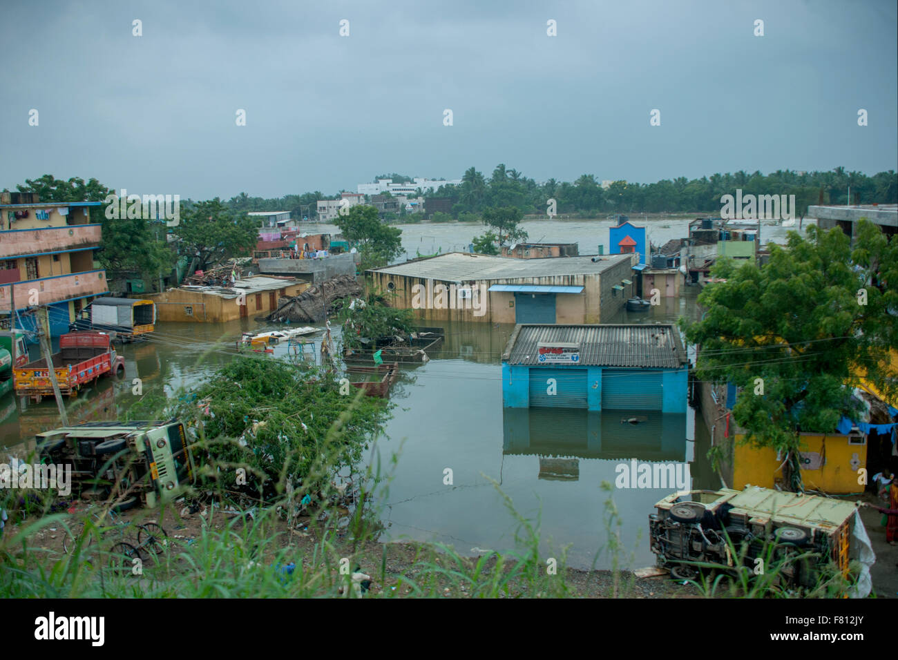 Chennai, India. 3rd December, 2015. As Sembarambakkam lake in Chennai ...