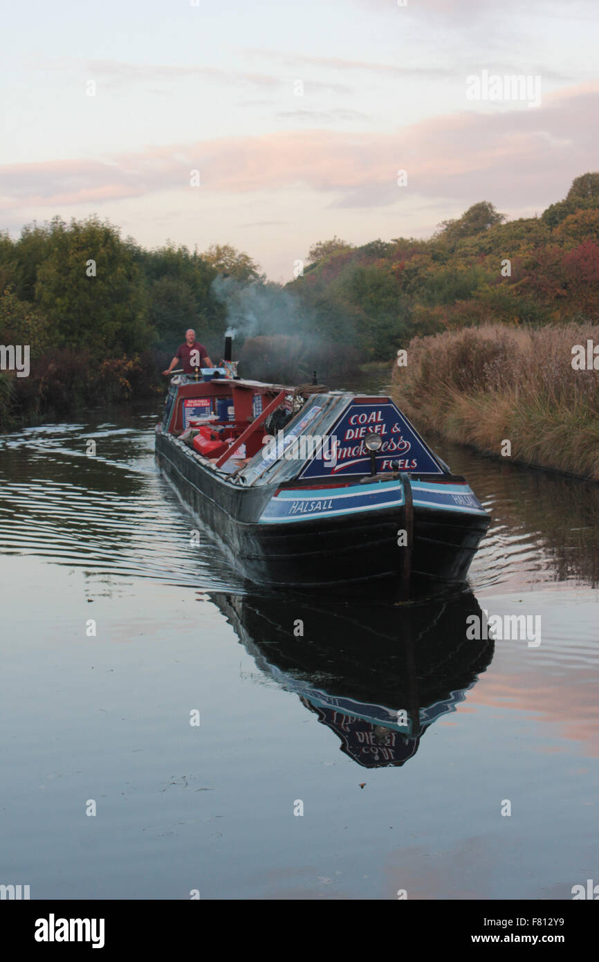 A traditional working narrow boat on the Trent and Mersey canal near ...