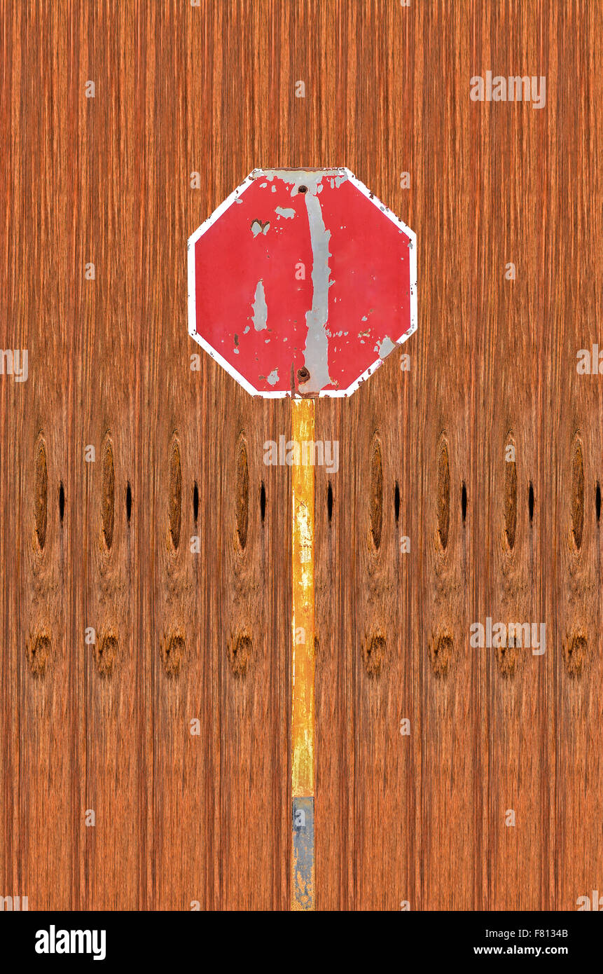 Old Traffic Signs on wood texture background Stock Photo - Alamy