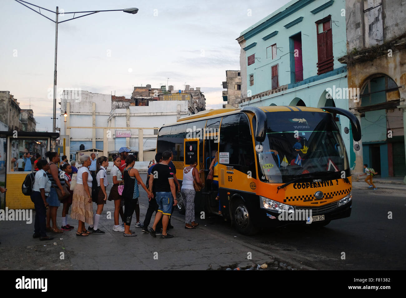 Oct. 28, 2015 - Havana, Cuba - People get onto public transport bus in ...