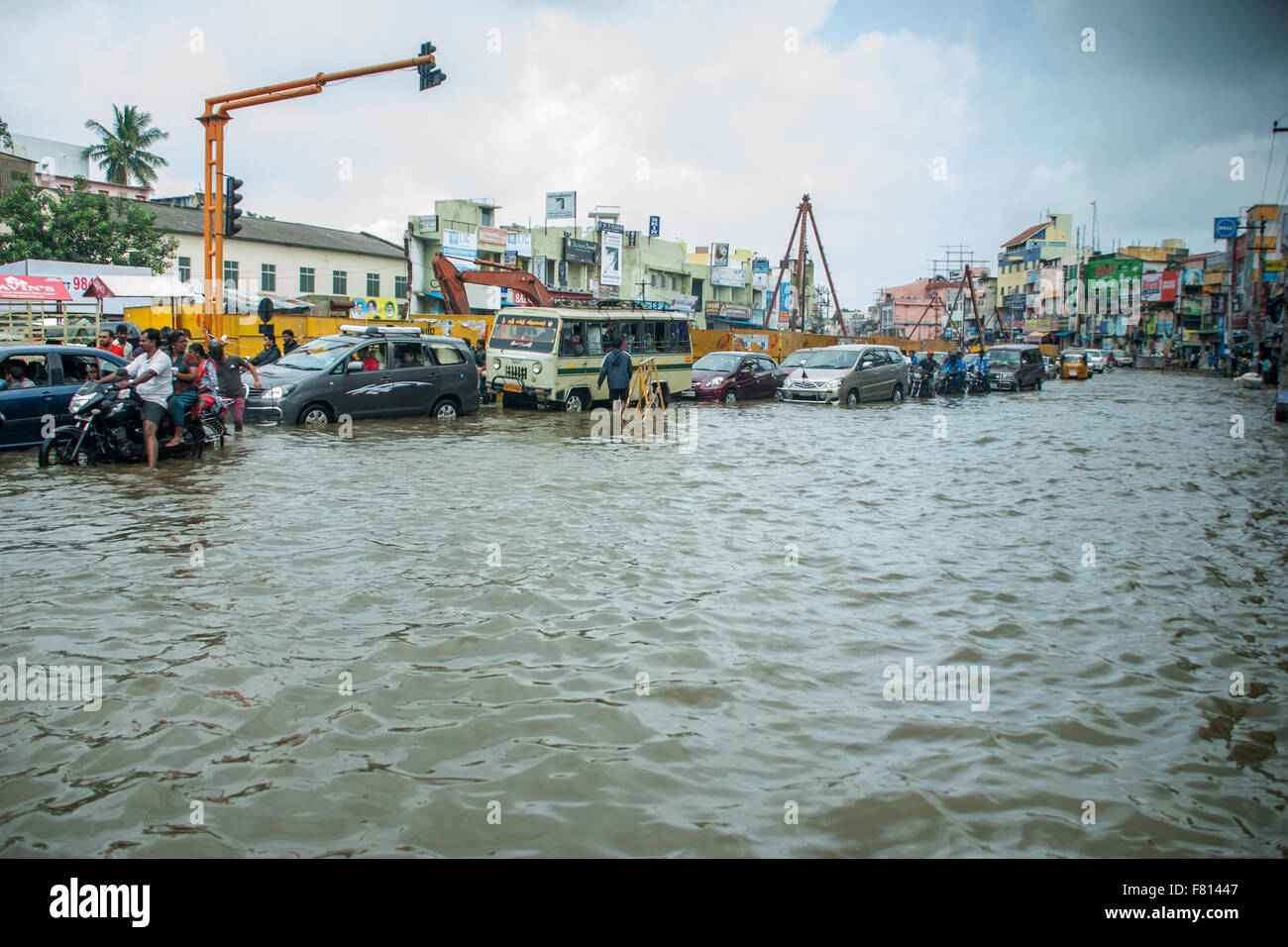 Chennai, India. 3rd December, 2015. Due to heavy rain in Chennai, Porur ...