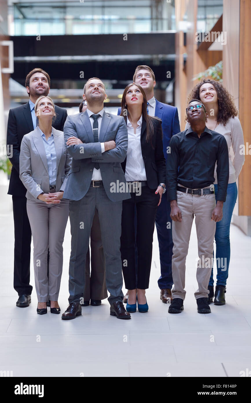 young multi ethnic business people group walking standing and top view Stock Photo - Alamy