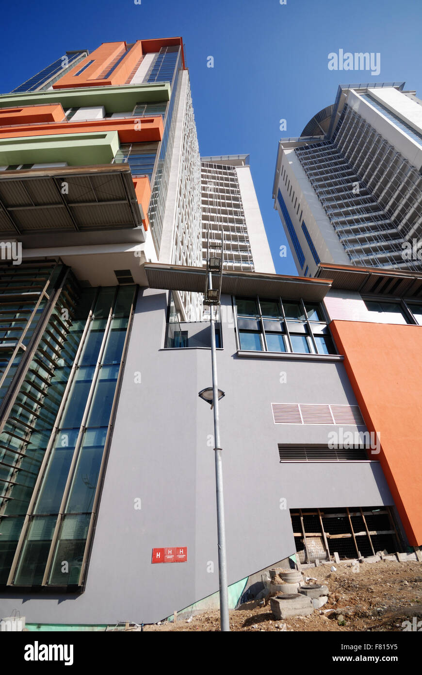 modern building at sunny day and clear blue sky Stock Photo - Alamy