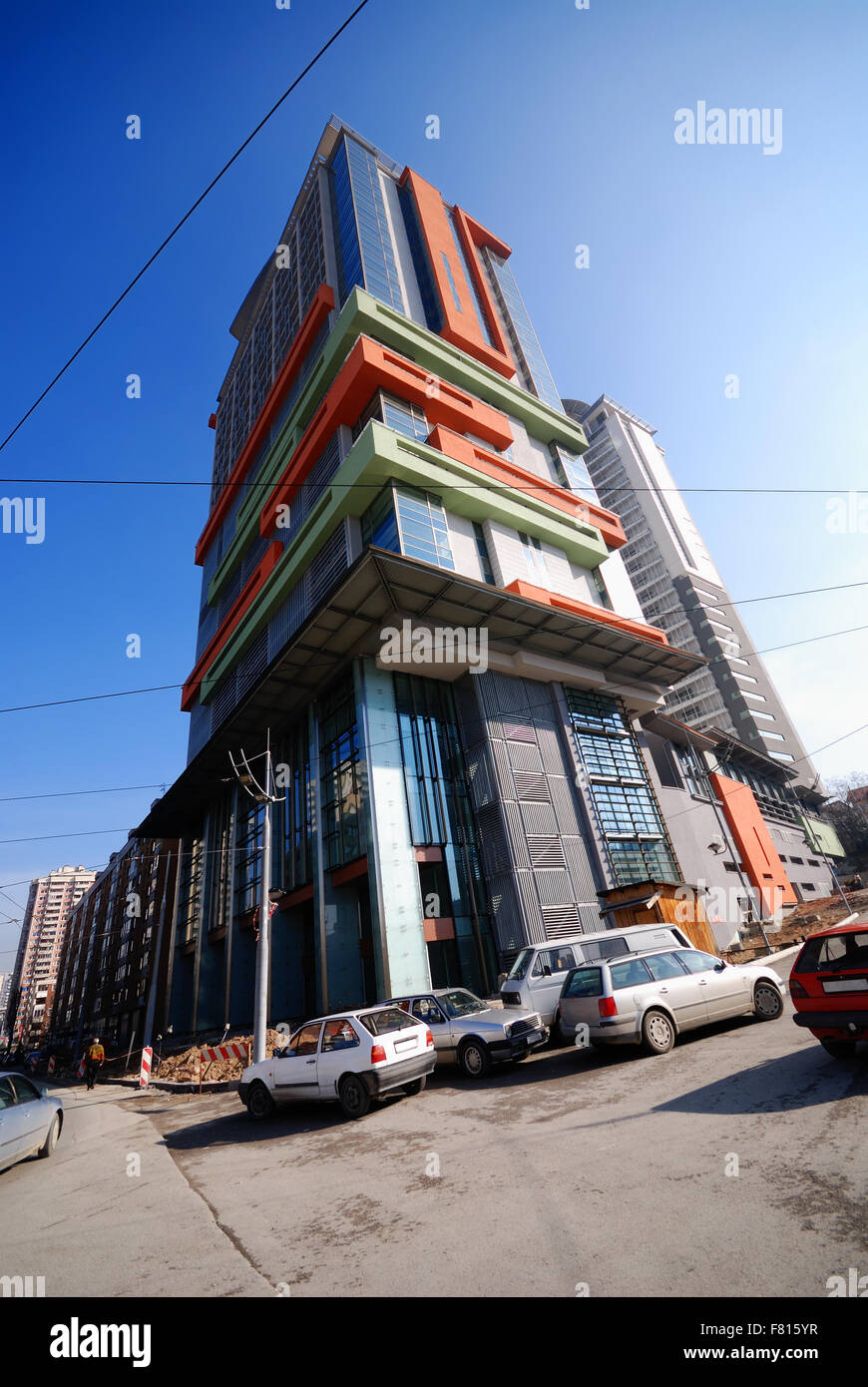 modern building at sunny day and clear blue sky Stock Photo - Alamy