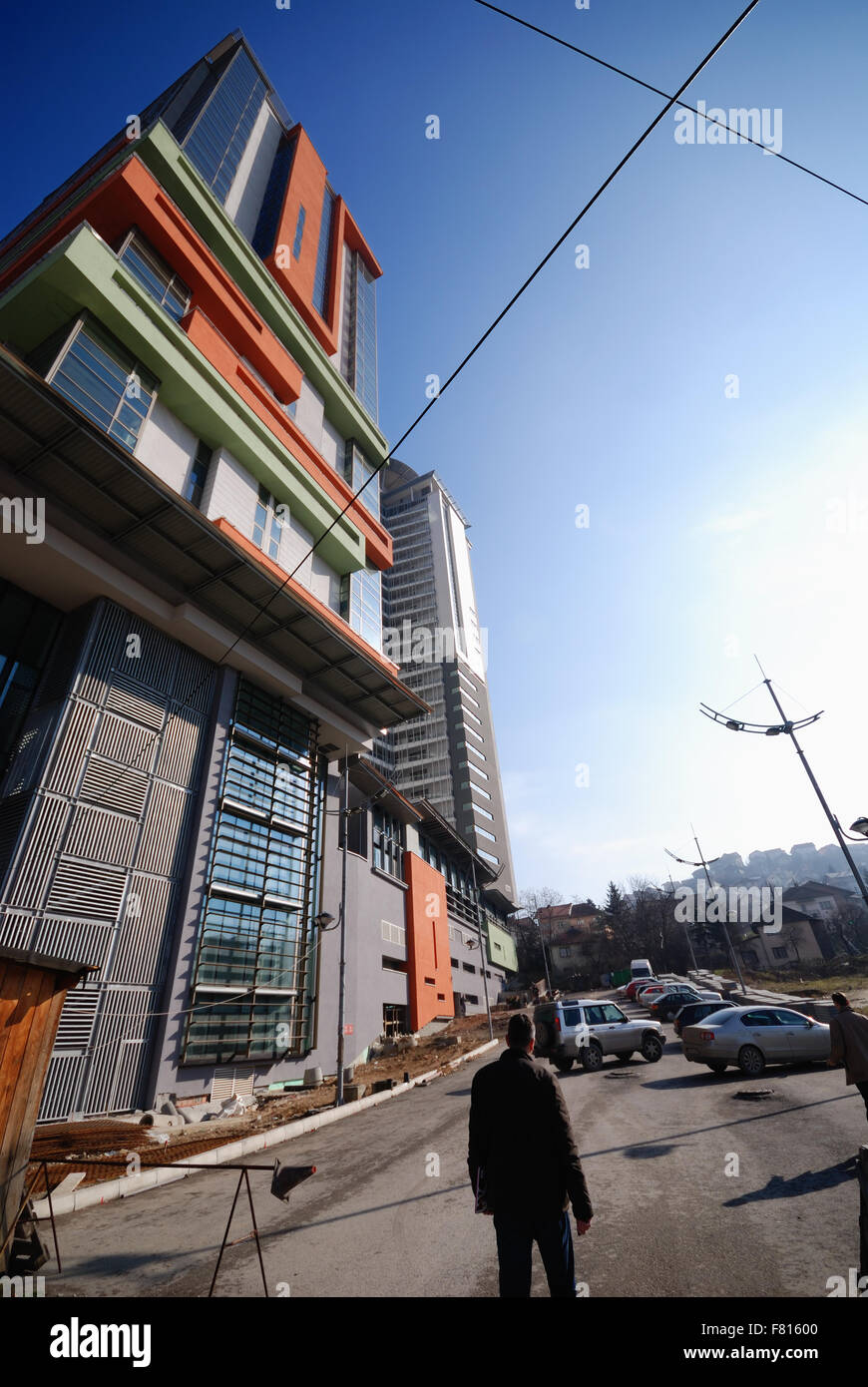 modern building at sunny day and clear blue sky Stock Photo - Alamy