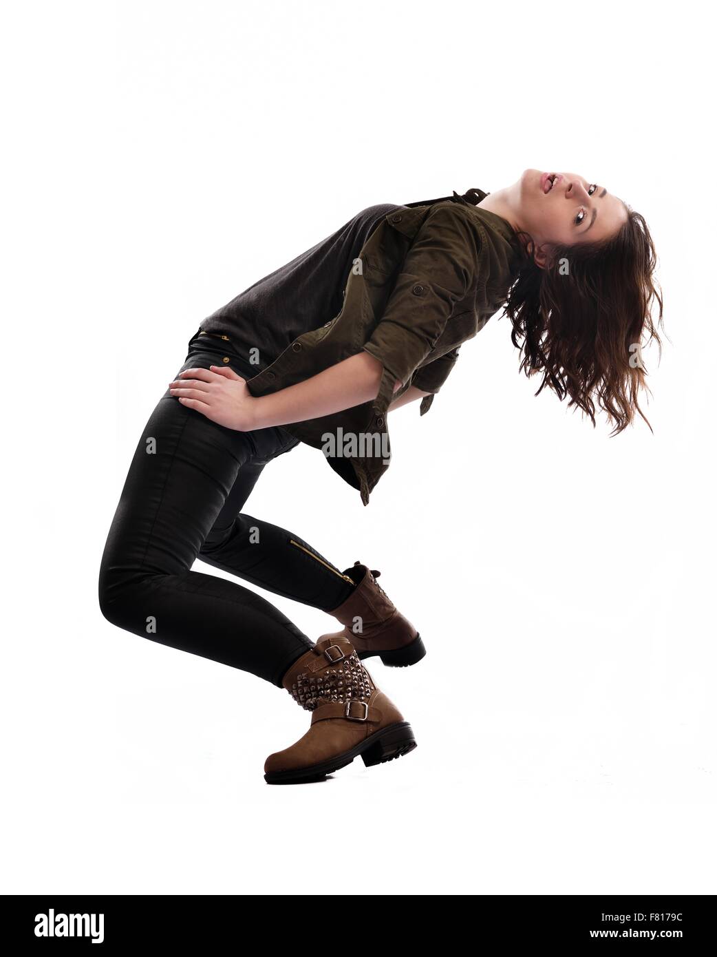 young woman dancing isolated on white background Stock Photo - Alamy